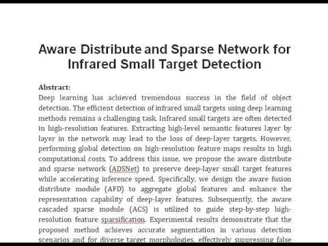 Aware Distribute and Sparse Network for Infrared Small Target Detection - YouTube