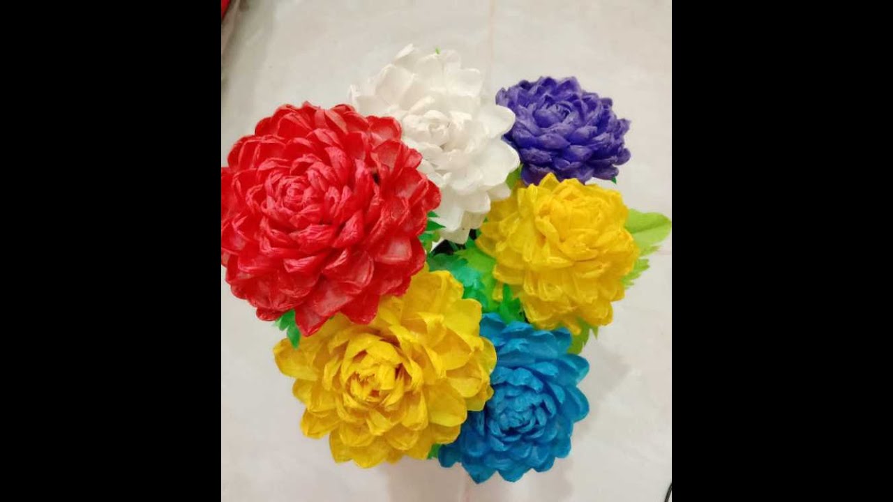 Bunga krisan dari plastik // Plastik kresek bekas//mudah dibuat//how to ...