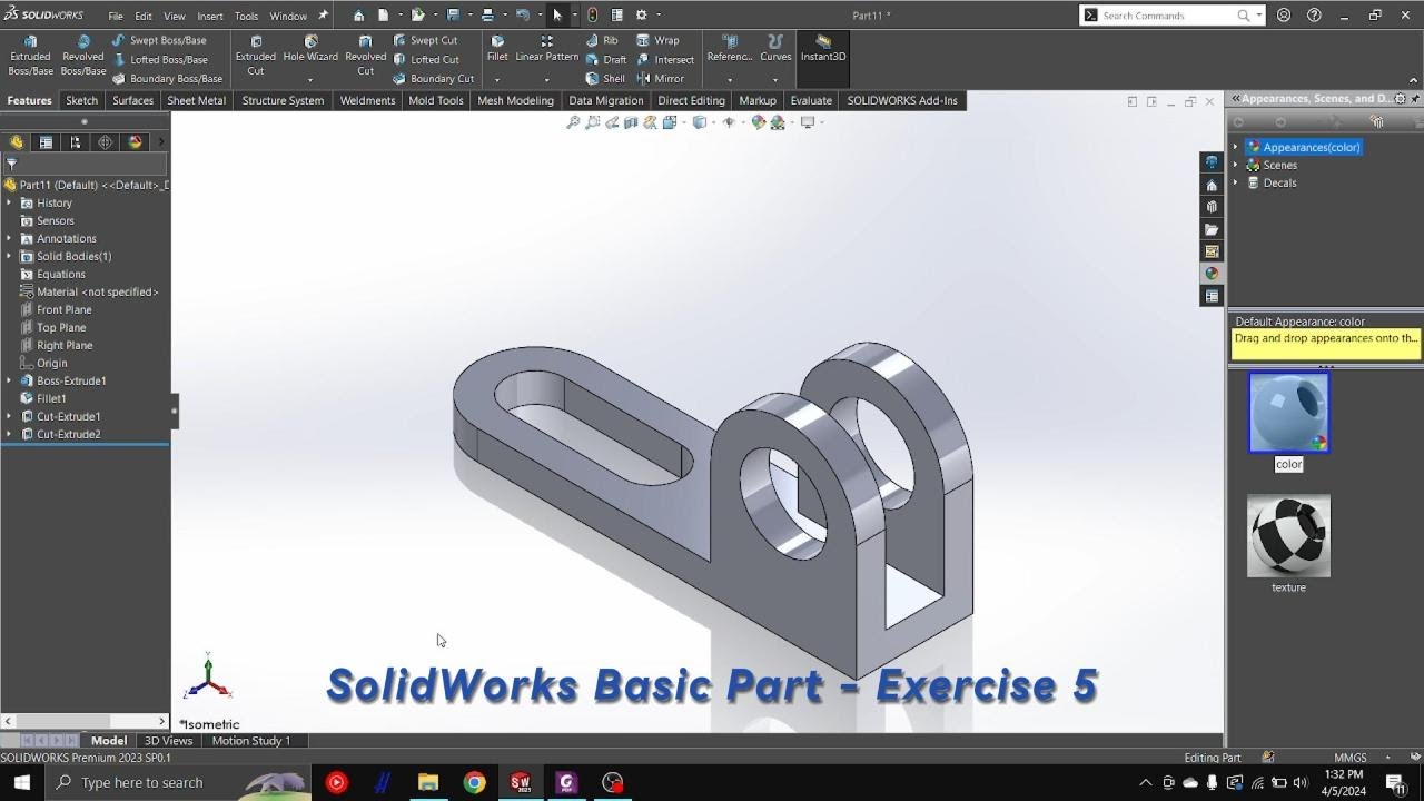 SolidWorks Basic Part - Exercise 5 - YouTube