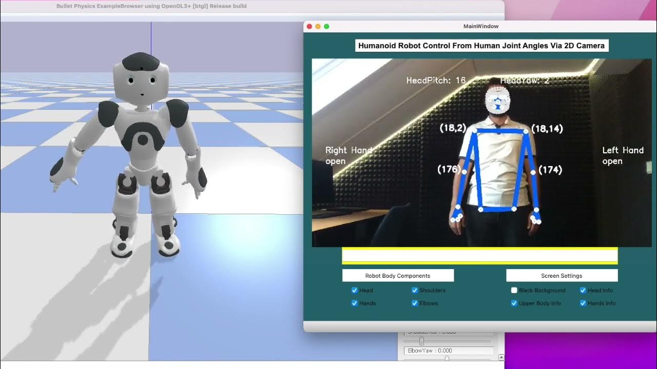 Humanoid Robot Control Using Human Joint Angles Via 2d Camera Youtube