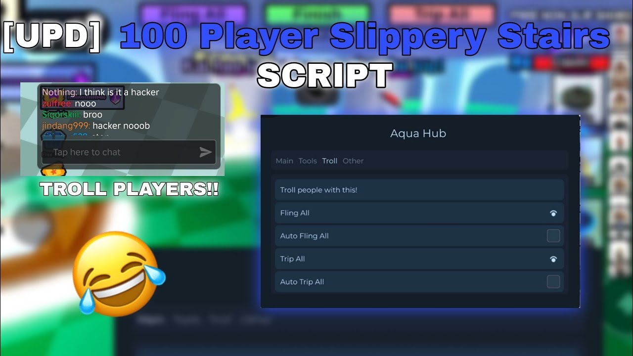 [NEW] 100 Players Slippery Stairs Script | Troll Players, Fling All ...