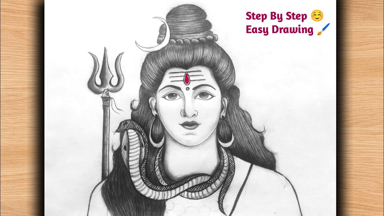 How to draw Mahadev face easy (step by step) / Mahadev drawing for beginners / Shiva Pencil ...