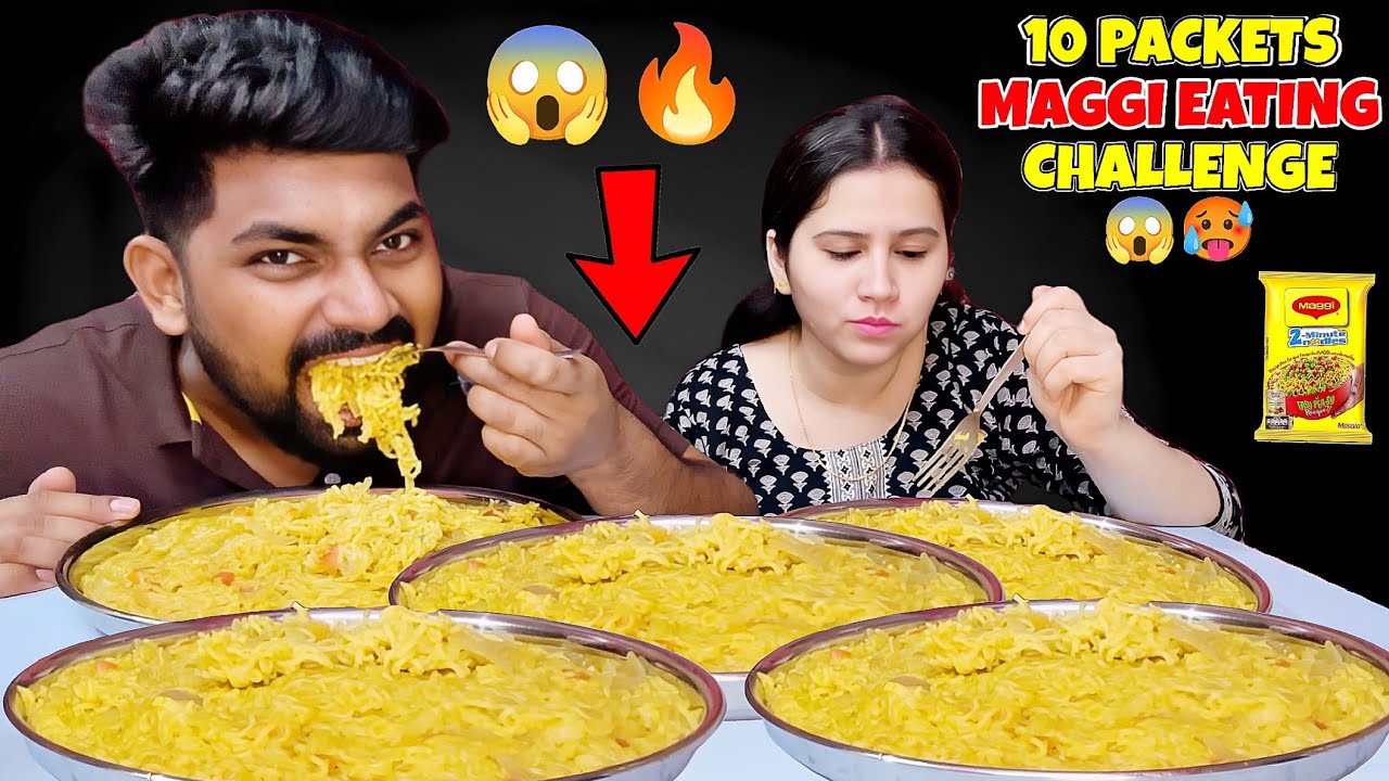 10 Packets Masala Maggi Eating Challenge 😱😋 | Maggi Eating Challenge ...