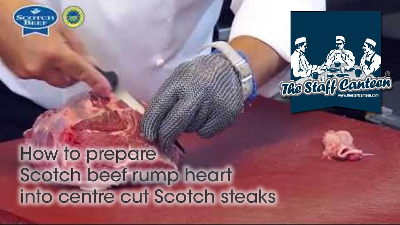 How to prepare Scotch beef rump heart into centre cut Scotch steaks ...
