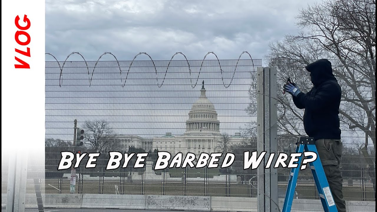 US Capitol Barbed Wire being removed by work crews today - YouTube