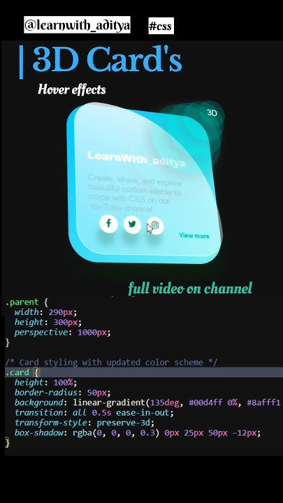 3d Cards Html Css Cssshorts Webdesign 3dcards Responsivedesign Programming Youtube