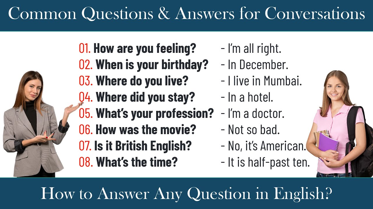 How to Answer Any Question in English? Common Questions & Answers for ...