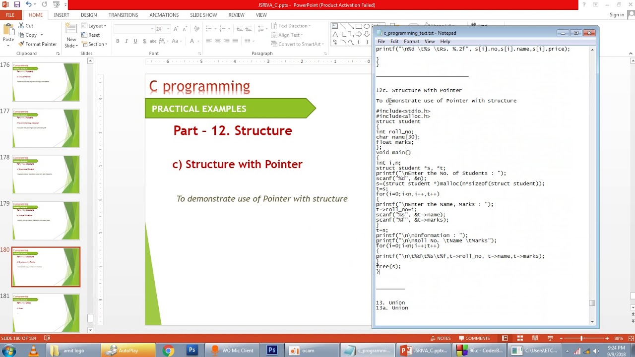 123 C Programming Practical Structure Youtube