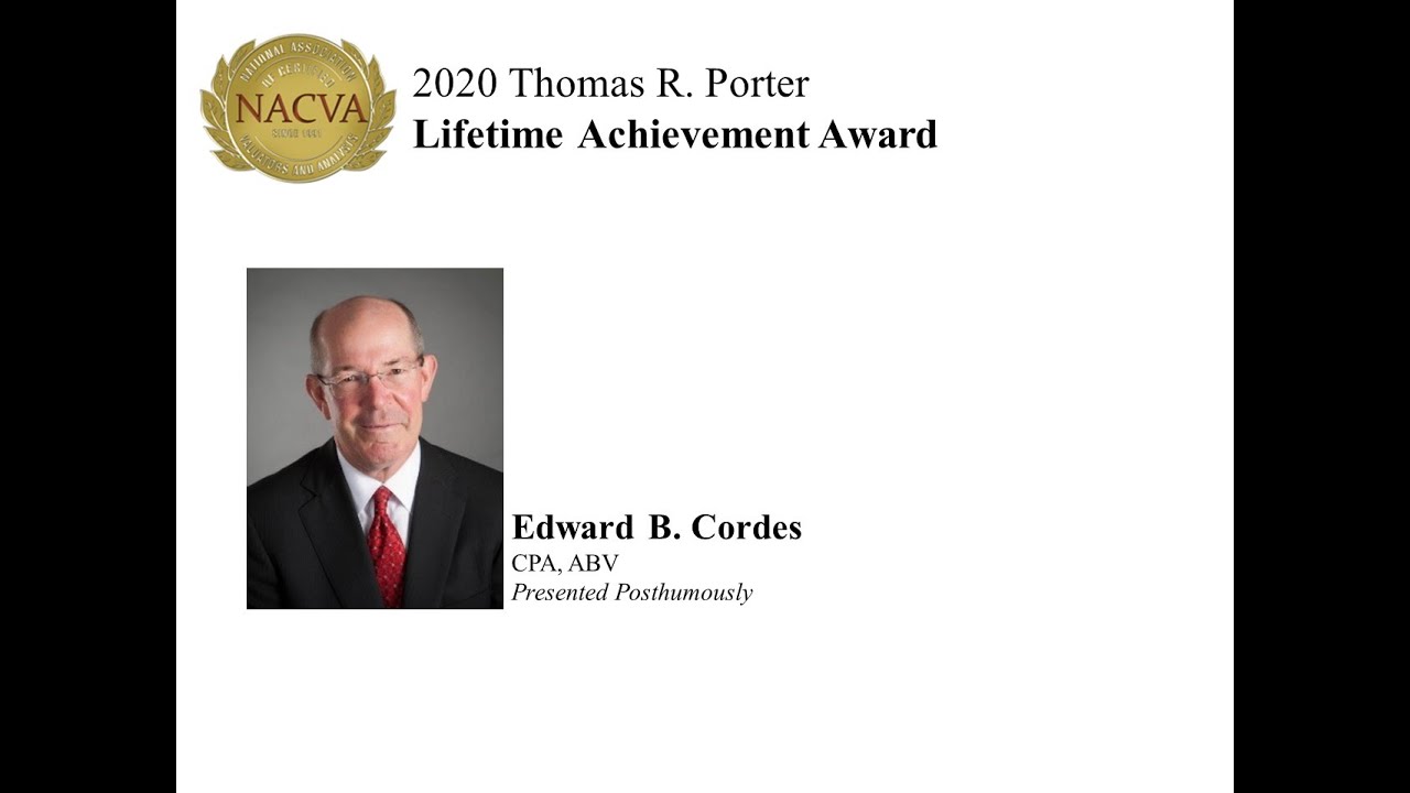 2020 Thomas R. Porter Lifetime Achievement Award | Edward Cordes, CPA ...