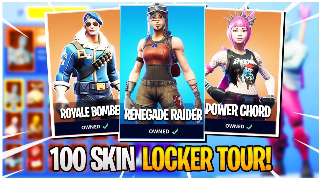 100 SKIN LOCKER TOUR! - Rare Skins, Season 1 Skins Fortnite Locker Tour ...