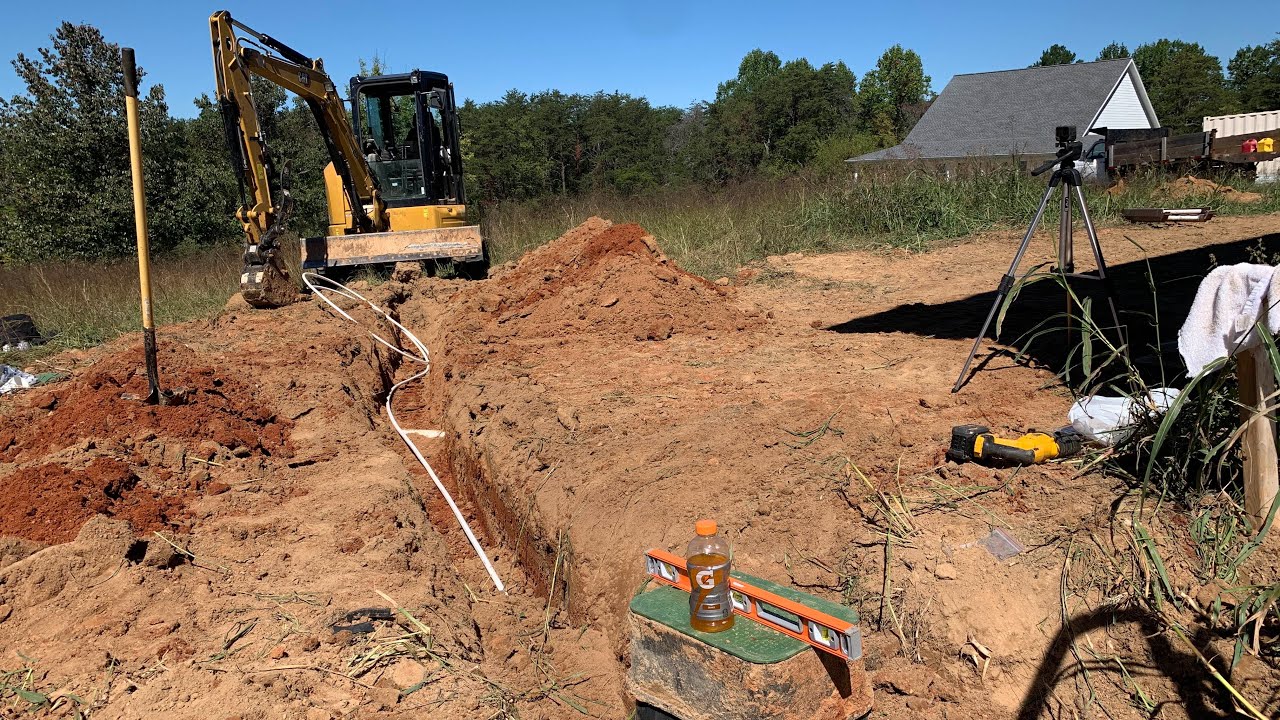 Excavation work( running sewer and water lines) - YouTube