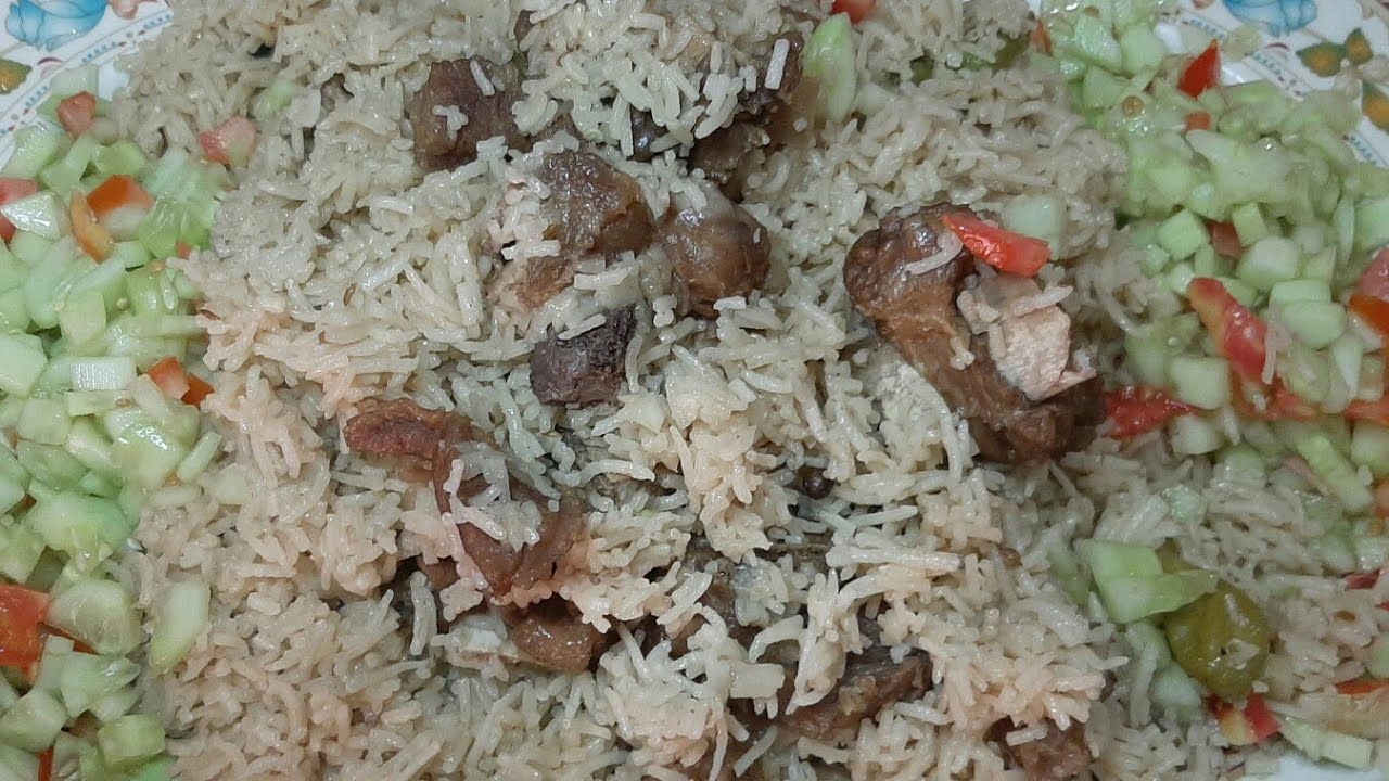 White kabsa recipe | Cooking the arabian white kabsa with meat and rice ...
