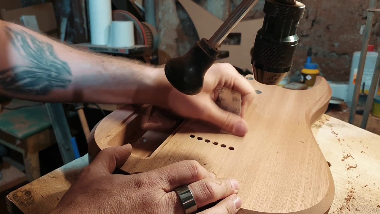 Some guitar building moments - drilling and routing... - YouTube