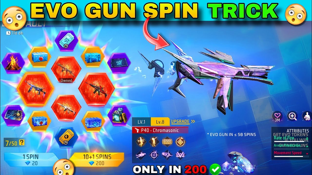 EVO GUN SPIN TRICK 🤯|| CHROMASONIC MP40 ONLY IN 1 SPIN 💎|| New Evo ...