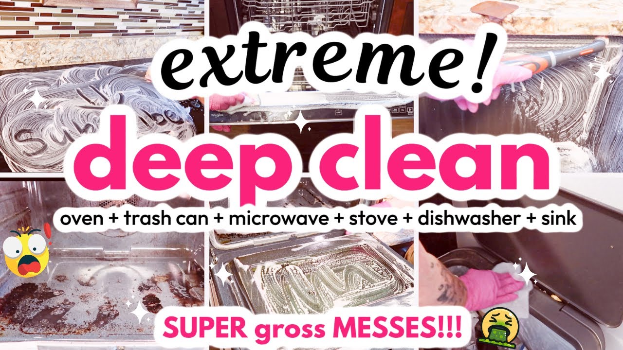 😱 EXTREME DEEP CLEAN!! | SUPER GROSS messes | oven + trashcan + stove ...