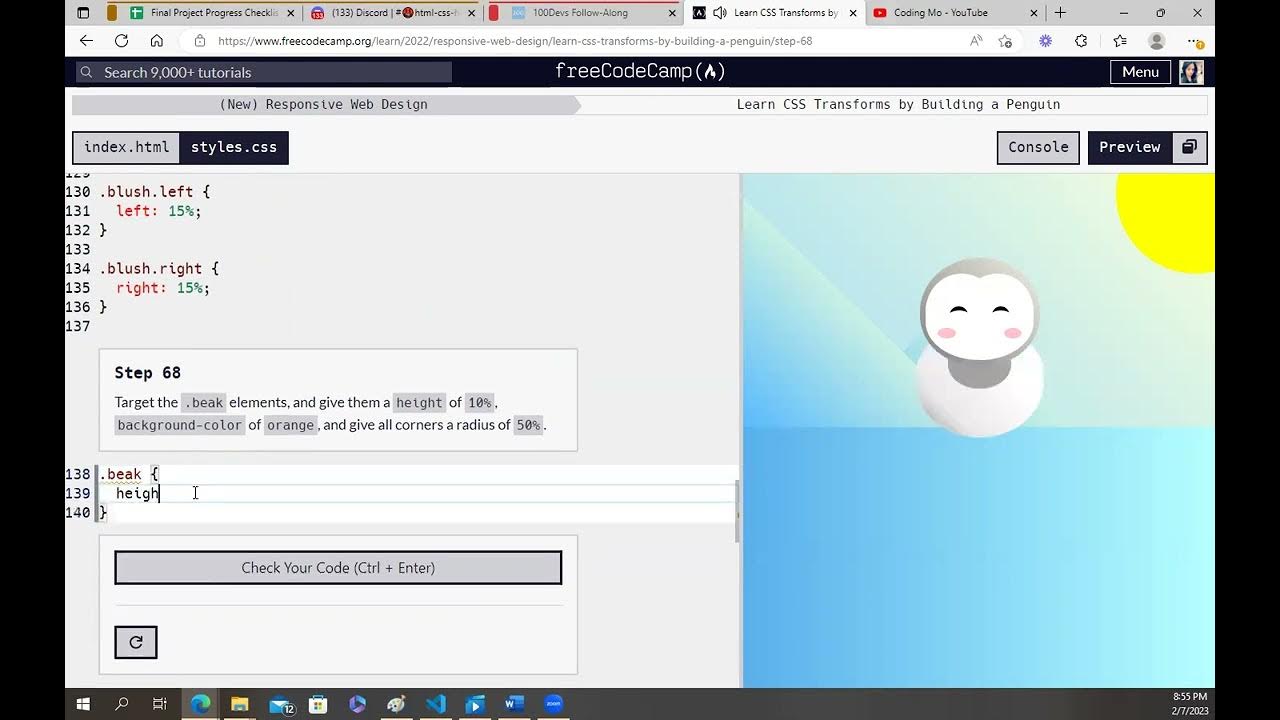 Learn Css Transforms By Building A Penguin Part 4 Questions 60 104 Youtube