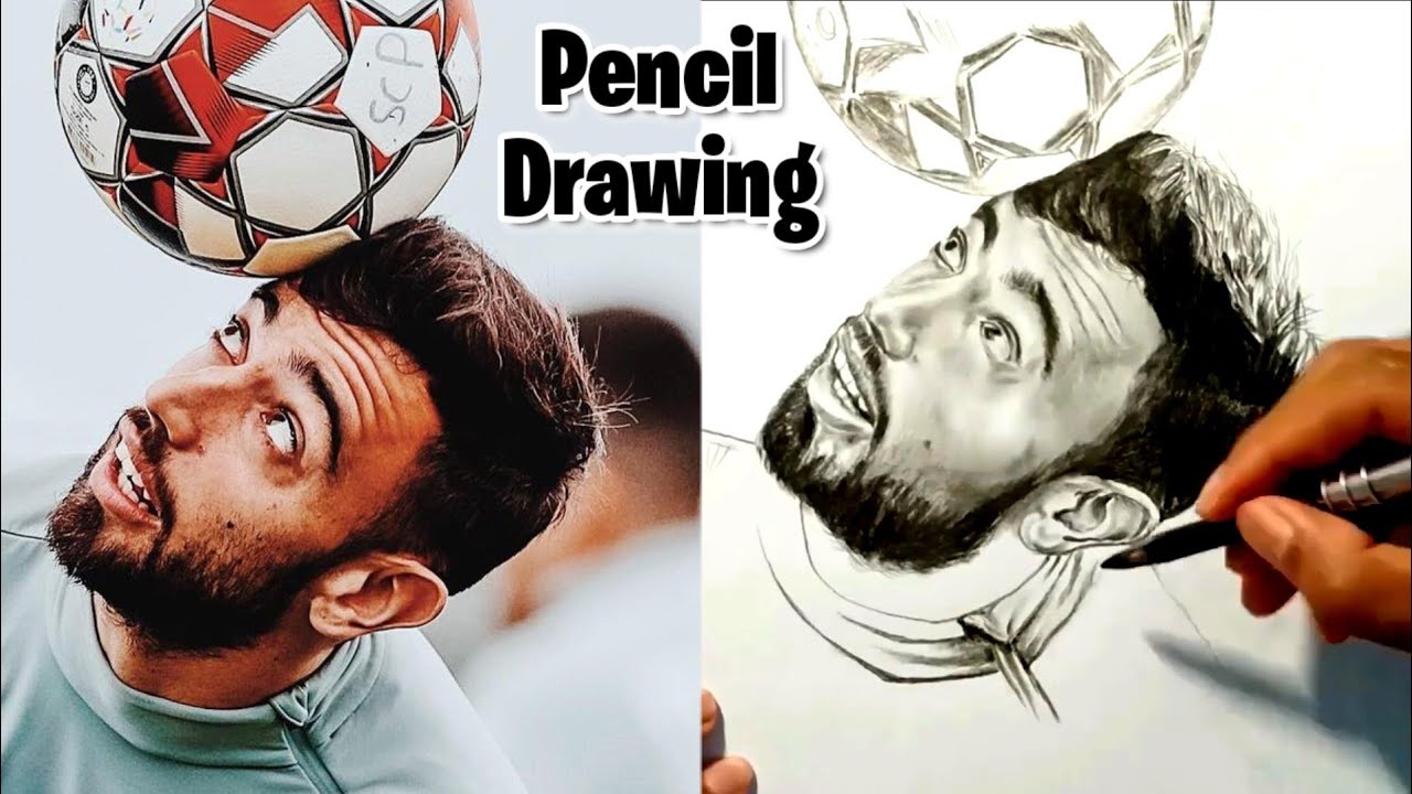 How to draw Bruno Fernandes's face sketch || World Cup Qatar 2022 ...