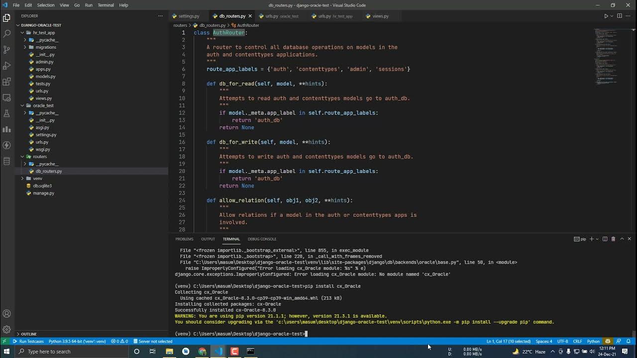 Connecting ORACLE HR database with a django app - YouTube