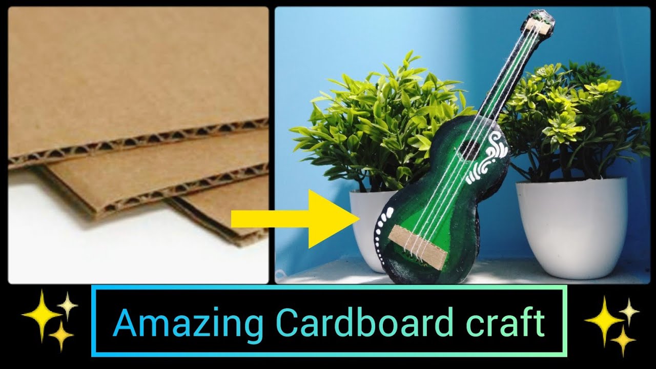 Guitar Makeing With Cardboard || How to Makeing Mini Guitar With ...