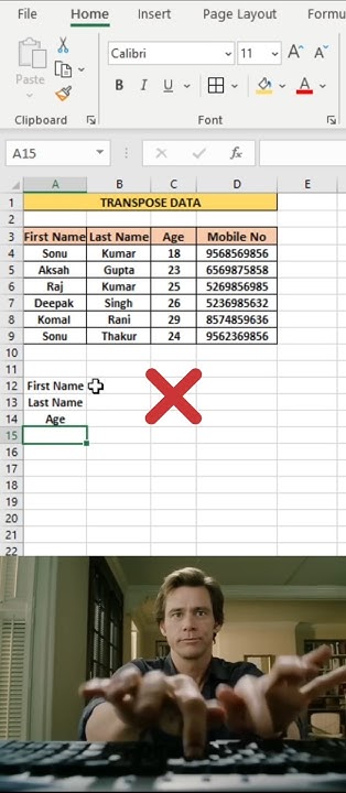TRANSPOSE function in excel #excel #excelformula #shorts - YouTube