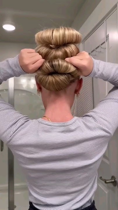 nursing stacked shell buns hairstyle tutorial💜subscribe for more🌼tiktok video#hairstyle# ...