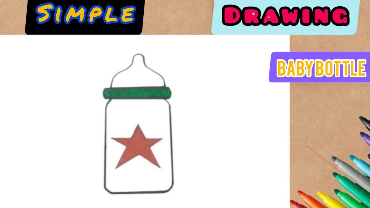 How to draw a baby bottle | easy drawing and coloring step by step for ...