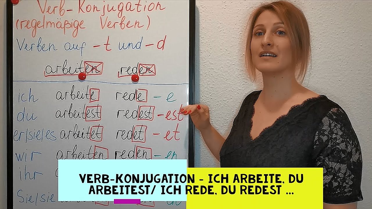 Verb-Konjugation (verb conjugation) - regelmäßige Verben auf -t, -d ...