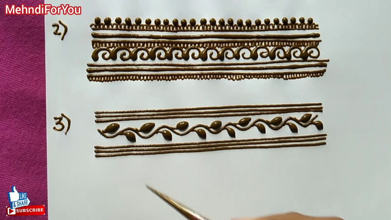 Practice mehndi design :- Decorative stripes / lines for bridal mehndi ...