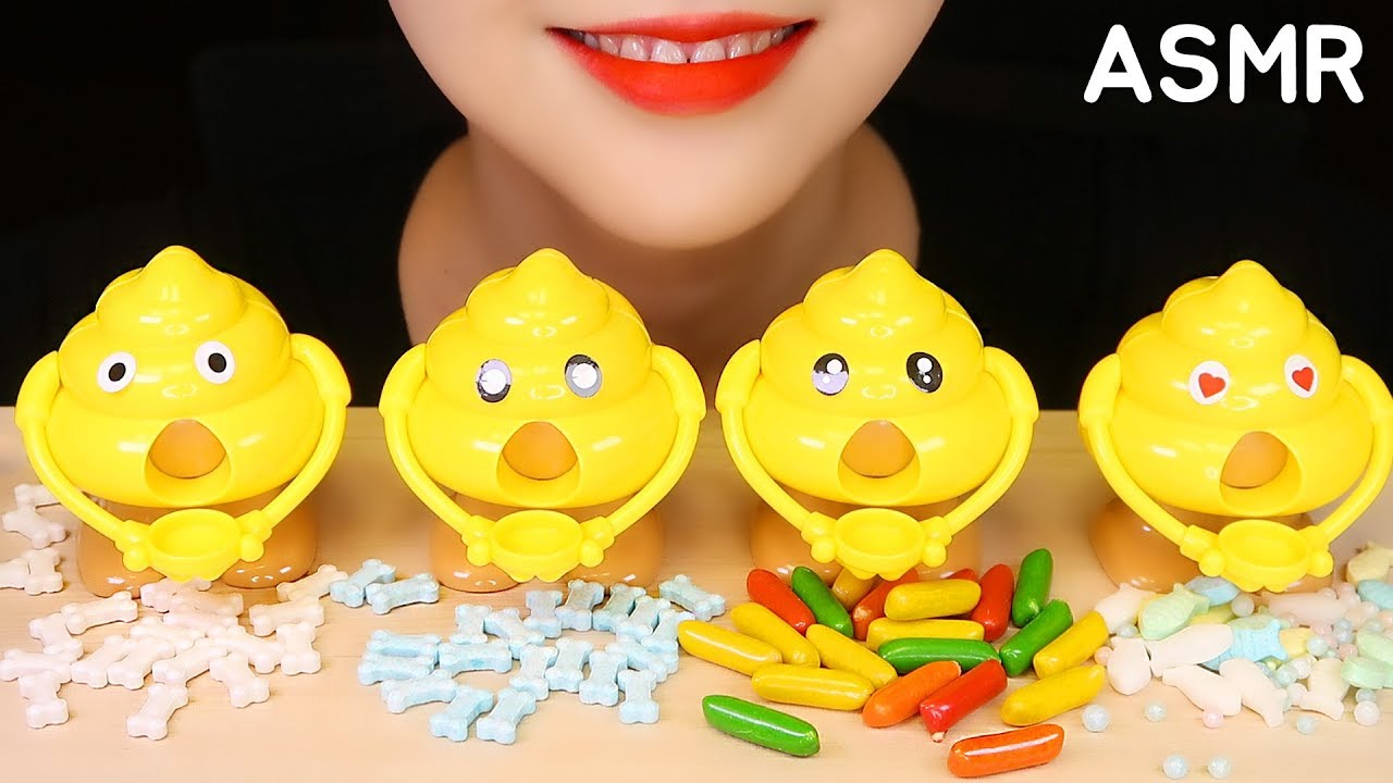 POOP CANDY ASMR KOREAN RETRO CANDY EATING SOUND ASMR NO TALKING 💩 - YouTube