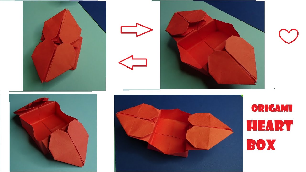 Origami / Heart Box & Envelope for valentine's day - YouTube