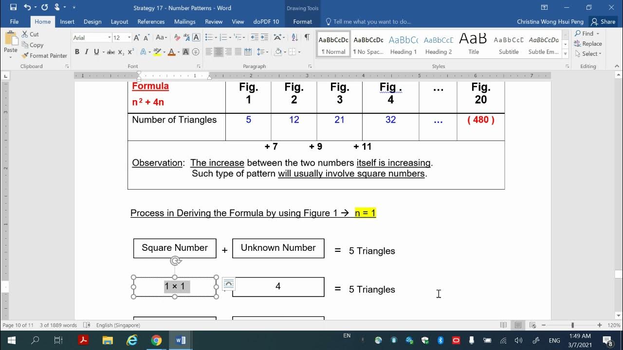 Strategy 17 -- Patterns -- Part 2B Square Numbers -- 2nd Part ...