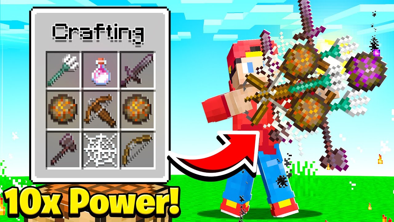 We CRAFTED a x10 OVERPOWERED Weapon In MINECRAFT! - YouTube
