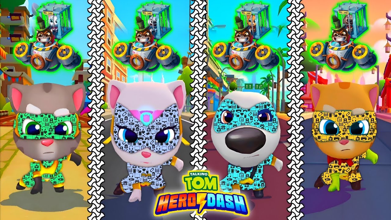Talking Tom Hero Dash : New Design Bright Suit For 4 Super Heroes And ...