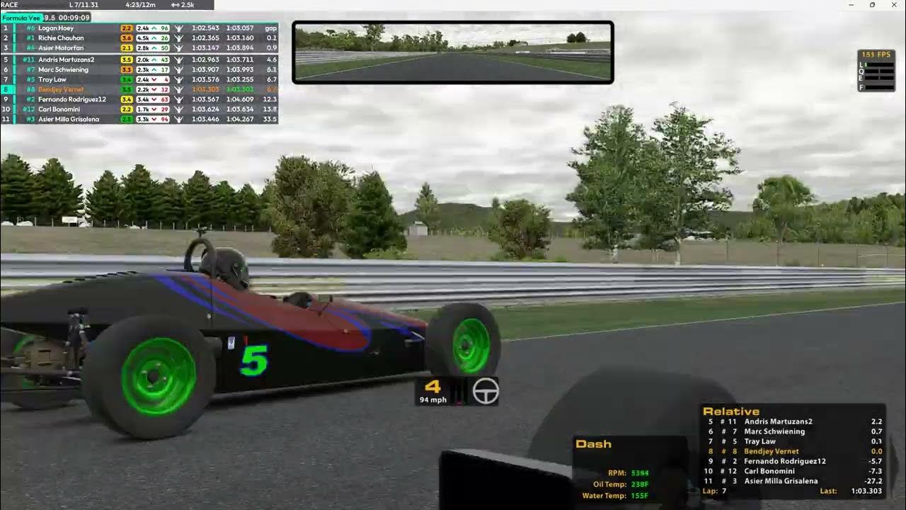 iRacing FORMULA VEE @ LIME ROCK PARK CLEAN RACING (mostly) - YouTube
