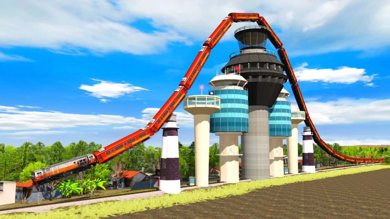 Kereta Api Terbang Meloncati 7 Menara Tinggi🚦Kereta Api Naik Turun⚠ ...