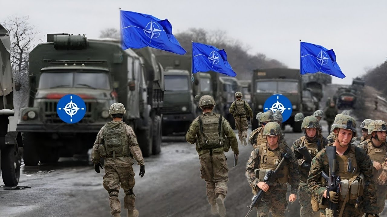 today!! A convoy of NATO combat vehicles enters Ukraine's border - YouTube