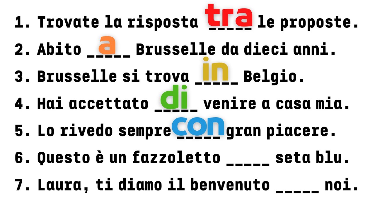 Italian how to choose the correct PREPOSITION | Context | Place | Time ...
