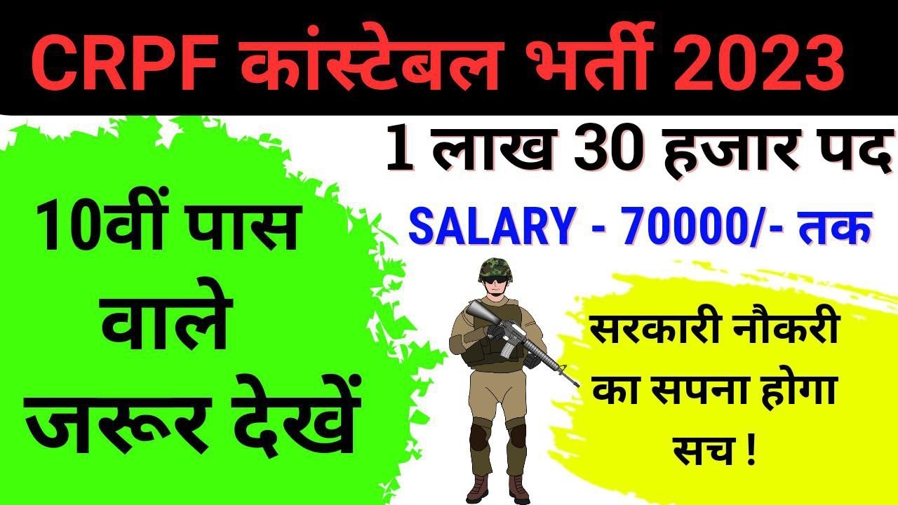 CRPF New Vacancy 2023 | CRPF 1लाख 30हजार new vacancy | CRPF constable ...
