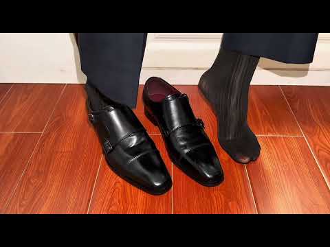 Beautiful shiny striped stockings, suitable for men.