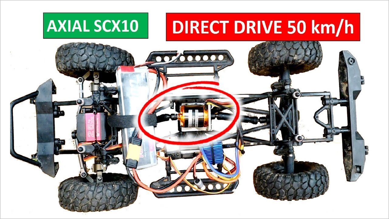 Axial SCX10 superfast Brushless direct drive modification - YouTube