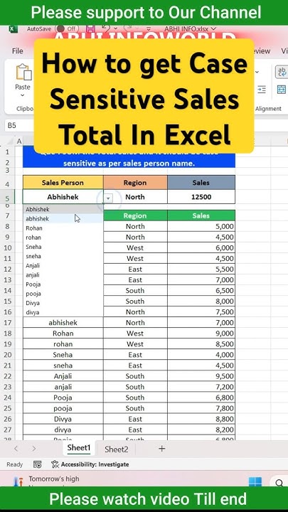 How to Perform Case Sensitive SUM in Excel SUMPRODUCT + EXACT #shorts #shortsfeed #exceltips ...