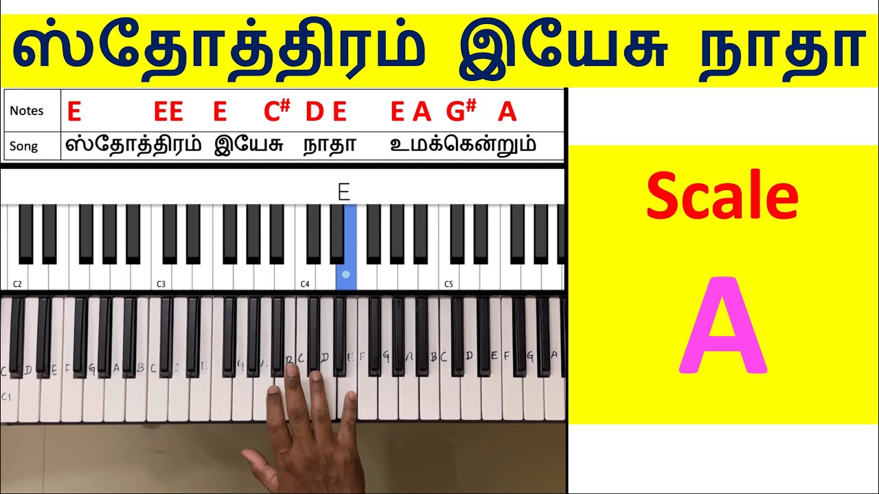 Sthothiram Yesu Natha in A scale Keyboard Notes - YouTube
