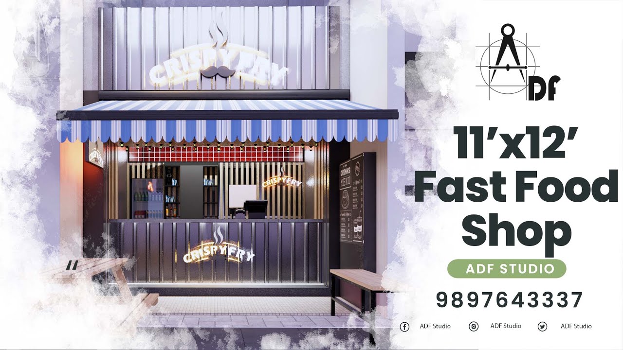 11x12 Fast food Cafe design | Street Restaurant Design | Cafe Interior ...