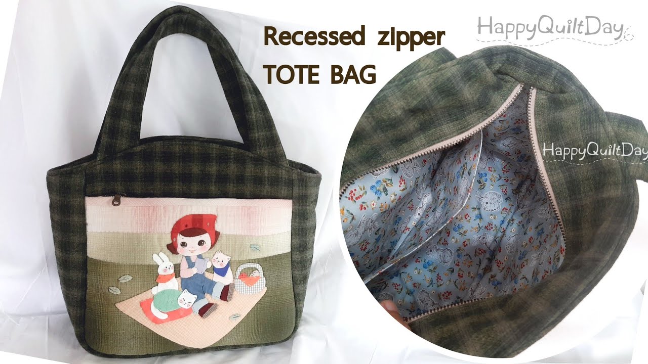 Recessed zipper tote bag tutorial - YouTube