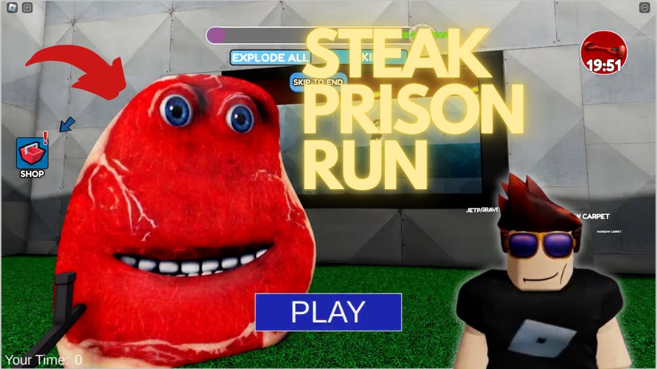 ESCAPE E E EI STEAK PRISON RUN #roblox - YouTube