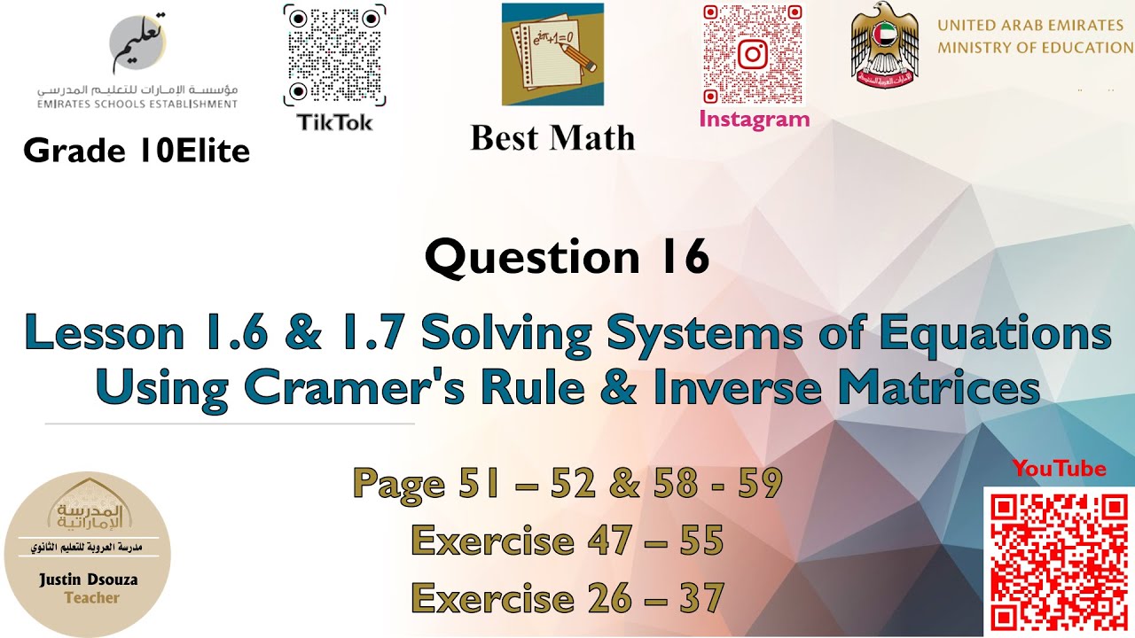 Solving Systems of Equations Using Cramer's Rule & Inverse Matrices ...