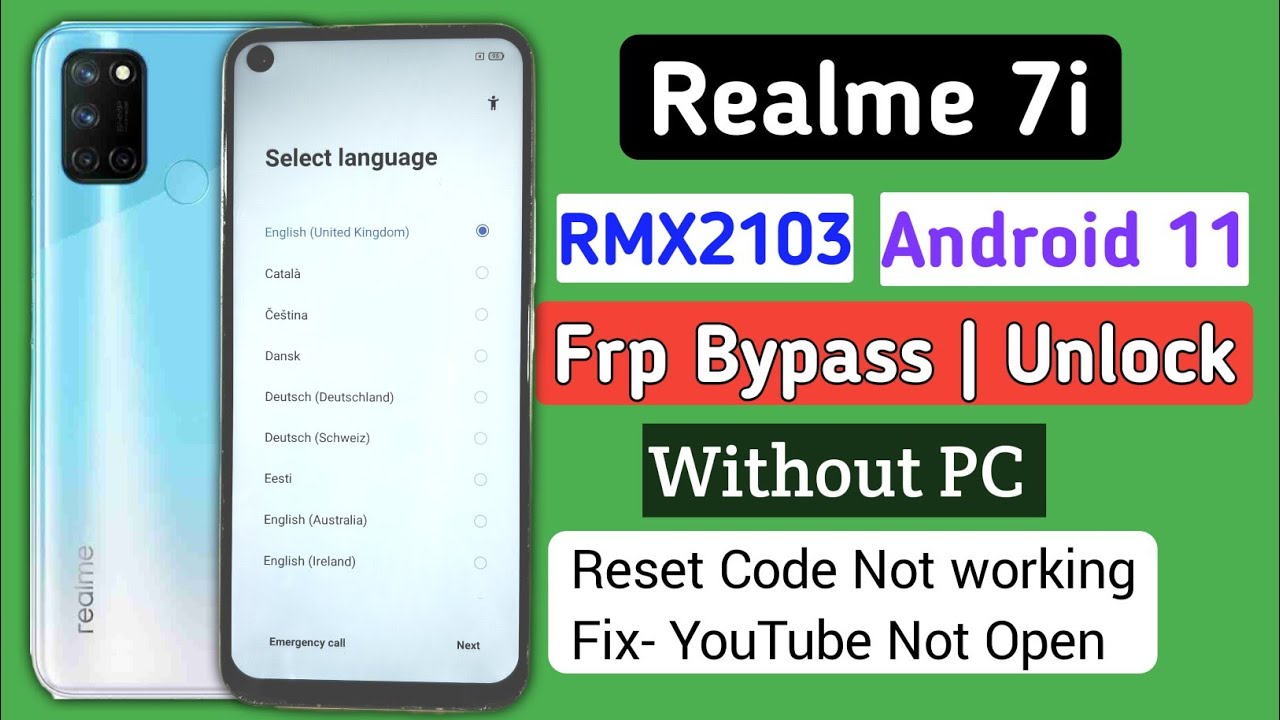 Reset Code*#813# Not working || Realme 7i Frp Bypass || YouTube update ...