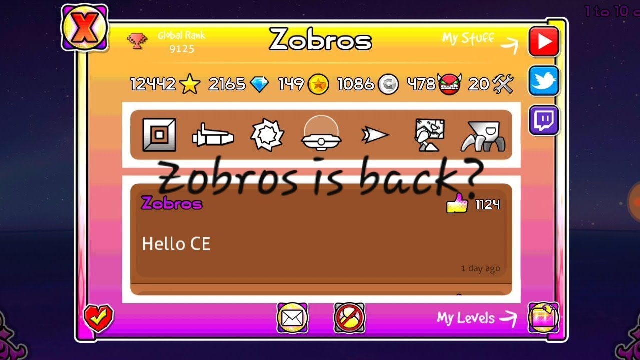 Zobros is back? (Geometry Dash 2.11) - YouTube