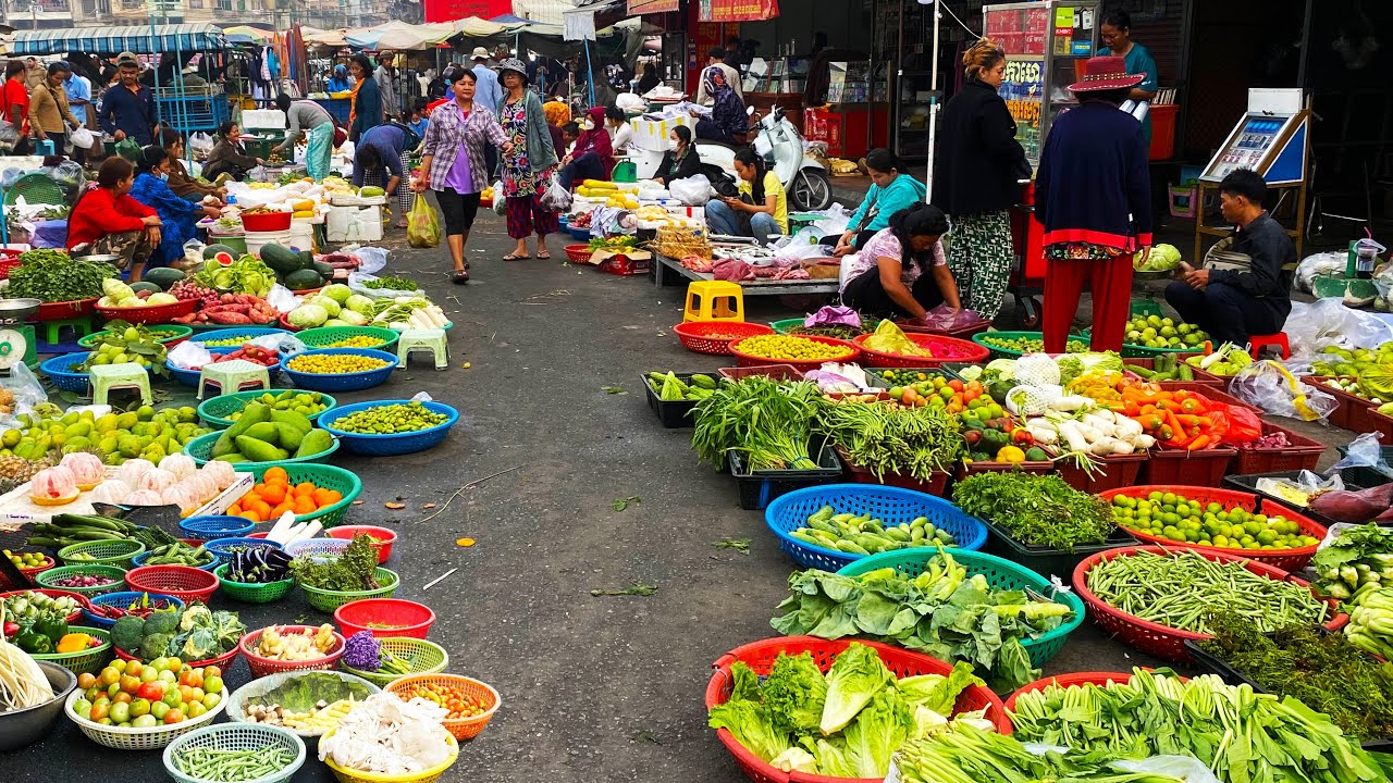 Amazing Countryside Food Market Tour in Cambodian - Fresh Food Market ...