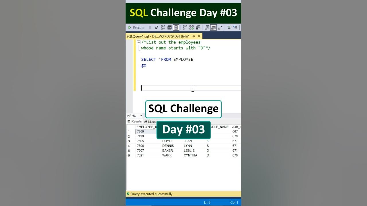 Sql Daily Challenge 03 In Telugu Sql Telugu Tutorial Sql Shorts Youtube